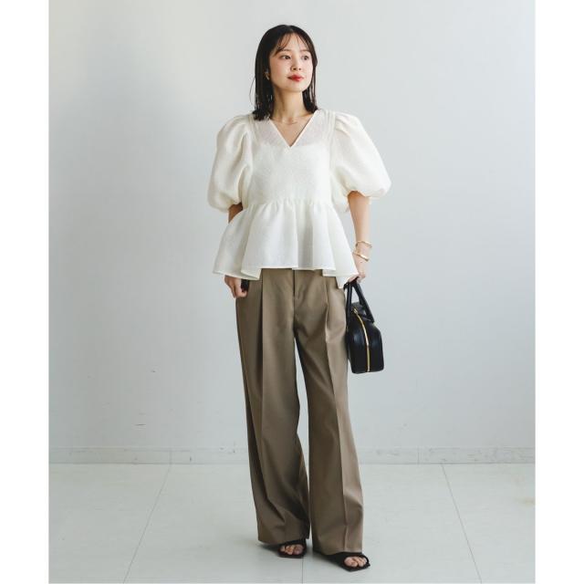 ノーブル（Noble）/《追加》【洗える】シアーノイズジャガードブラウス