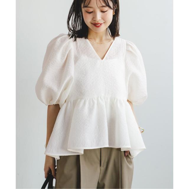 ノーブル（Noble）/《追加》【洗える】シアーノイズジャガードブラウス