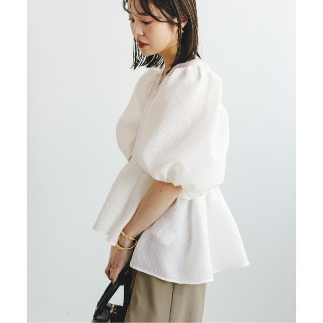 ノーブル（Noble）/《追加》【洗える】シアーノイズジャガードブラウス