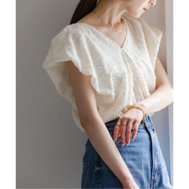 ノーブル（Noble）/【洗える】レオパードジャガードデコルテVブラウス