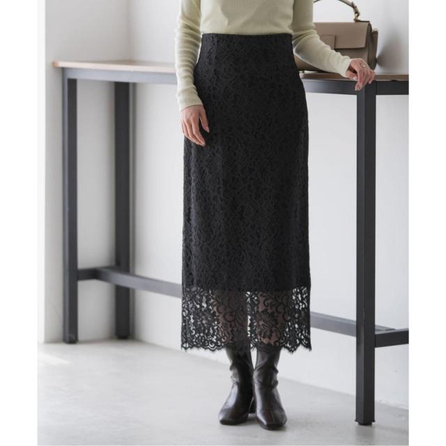 【NEW】ノーブル（Noble）/《追加 / WEB+一部店舗限定》リバーレースIラインスカート2