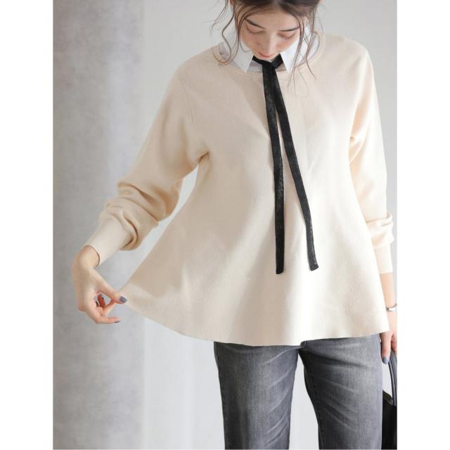 ラ トータリテ（La TOTALITE）/《予約》【洗える】ウォッシャブルペプラムニットプルオーバー