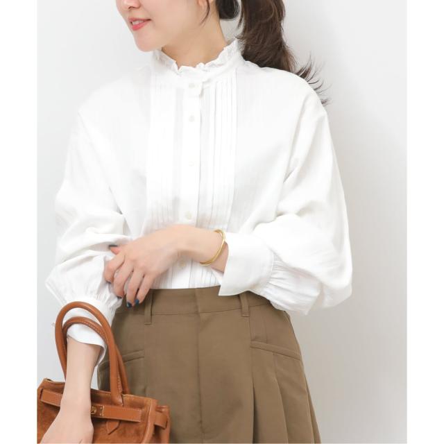 ジャーナルスタンダード レリューム（JOURNAL STANDARD relume）/フリルネックドビーストライプシャツ