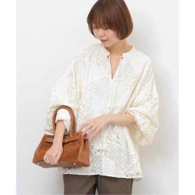 ジャーナルスタンダード レリューム（JOURNAL STANDARD relume）/ミックスレースギャザーブラウス