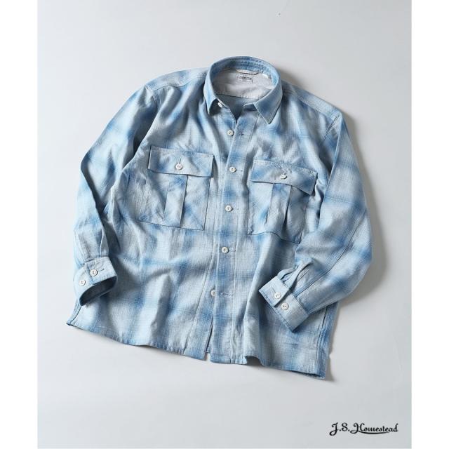 J．S．ホームステッド（J．S．stead）/J．S．stead / インディゴ チェック ミリタリー シャツ