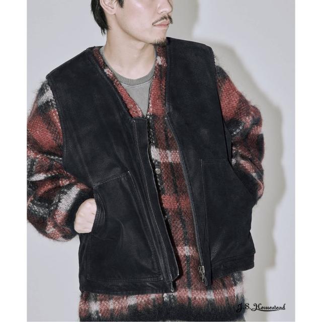 J．S．ホームステッド（J．S．stead）/J．S．stead / フロック レザー ジップ ベスト