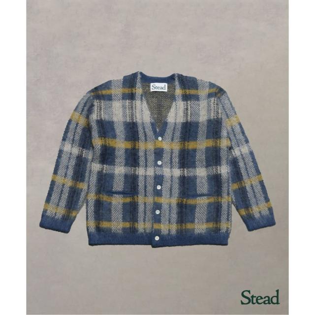 J．S．ホームステッド（J．S．stead）/Stead / ステッド モヘヤ ミックス プレイド カーディガン