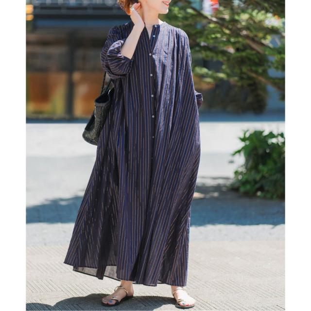 スピック＆スパン（Spick and Span）/HYU ストライプギャザーシャツワンピース