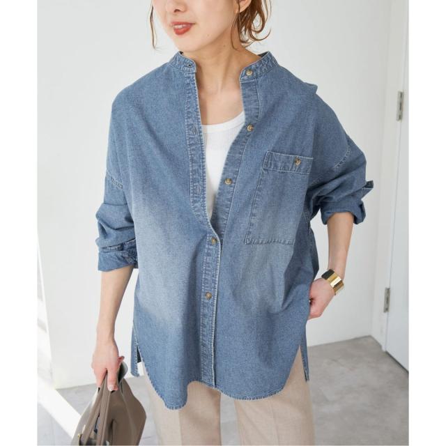 スピック＆スパン（Spick and Span）/《追加》バンドカラーボックスダンガリーシャツ