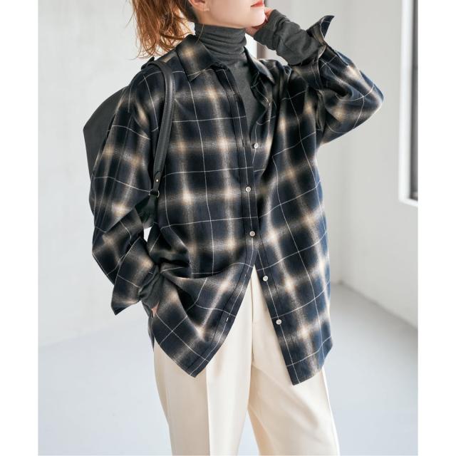 スピック＆スパン（Spick and Span）/メタルボタンオンブレーチェックルーズシャツ