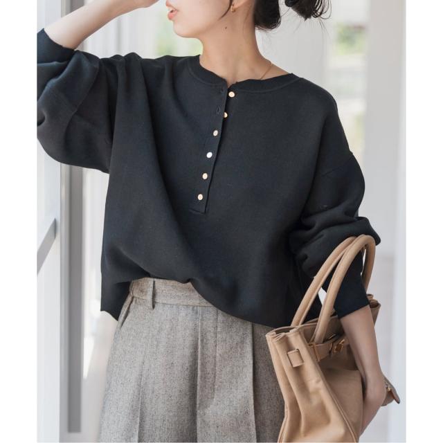 スピック＆スパン（Spick and Span）/《WEB限定カラー有り / 追加3》メタルボタンヘンリーネックニット