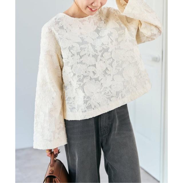 スピック＆スパン（Spick and Span）/フラワージャガード クルーネックブラウス