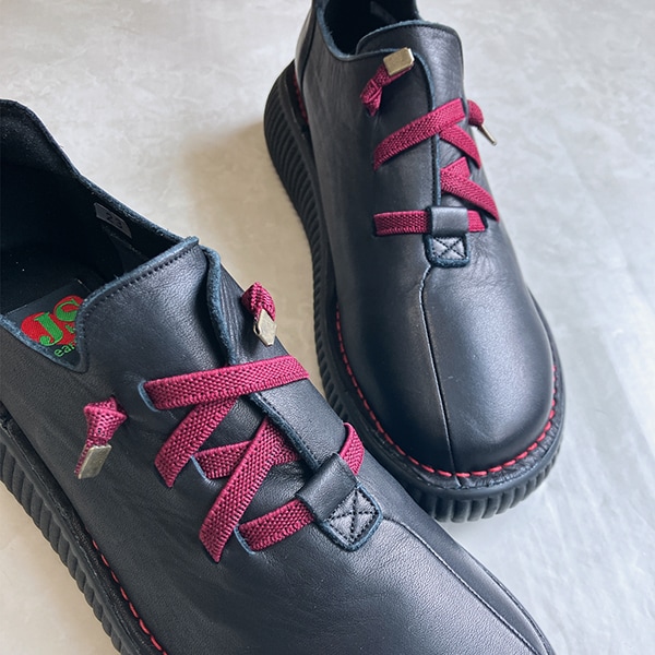 JS ハートレーベル（JS Heartlavel）/デザインレースアップ レザーシューズ