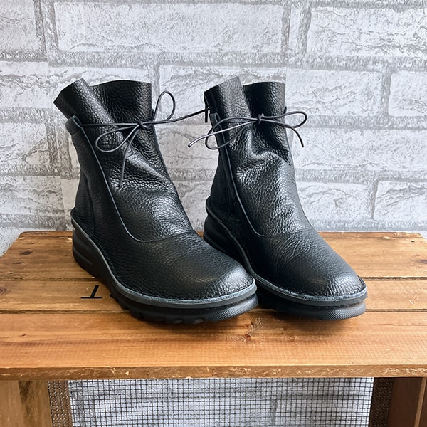 JS ハートレーベル（JS Heartlavel）/華奢リボンデザイン ソフトレザー ショートブーツ