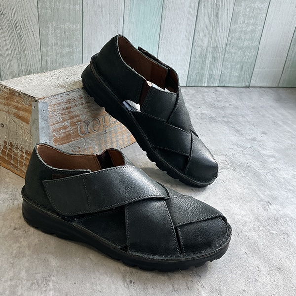 JS ハートレーベル（JS Heartlavel）/本革 日本製 幅広 軽量 クロスデザインシューズ