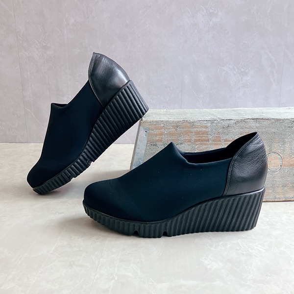 JS ハートレーベル（JS Heartlavel）/【25秋冬新作】晴雨兼用 日本製 撥水ストレッチ レザーシンプルコンフォートシューズ