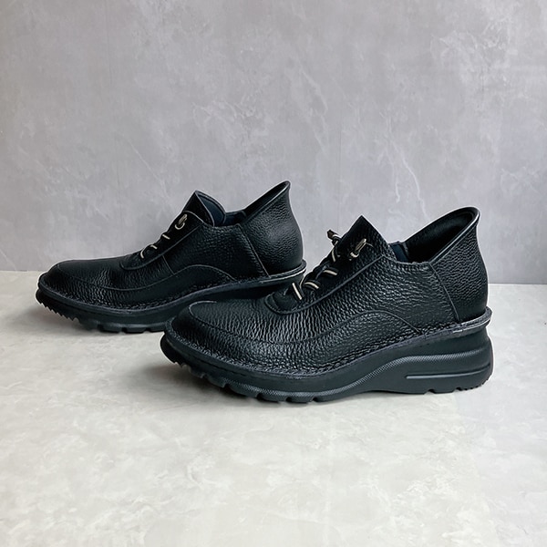 JS ハートレーベル（JS Heartlavel）/【25秋冬新作】スグ履ける！軽量レザーレースアップ風スリッポンシューズ