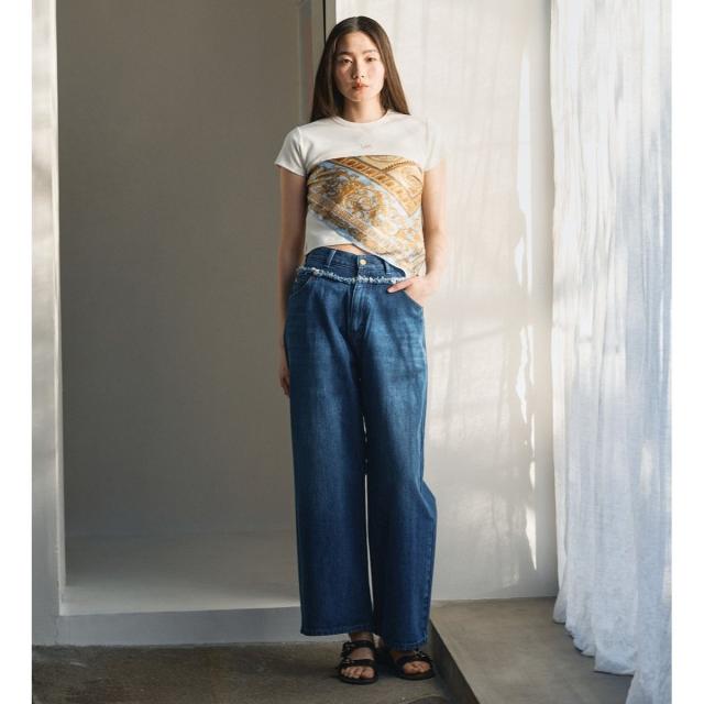 リー（Lee）/ダブルウエスト ワイドデニムパンツ/オーガニック混コットン