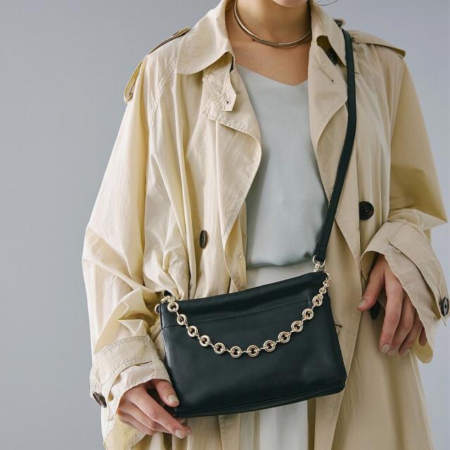 トプカピ（TOPKAPI）/スムース レザー チェーン付き スワローマチ ミニ ショルダー バッグ