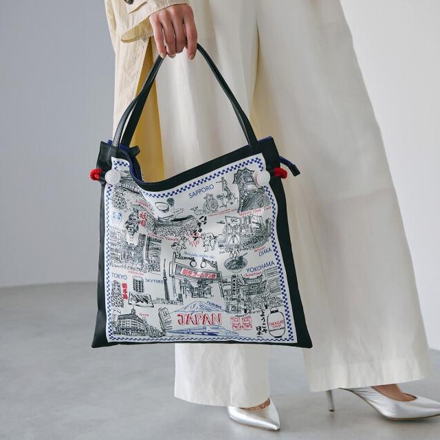 トプカピ（TOPKAPI）/【TREASURE TOPKAPI】マイルドサテン スカーフ柄 トートバッグ スーベニアプリント