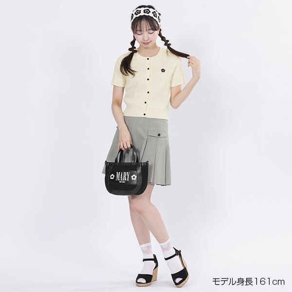 マリークワント（MARY QUANT）/デイジーワンポイント半袖ケーブル カーディガン