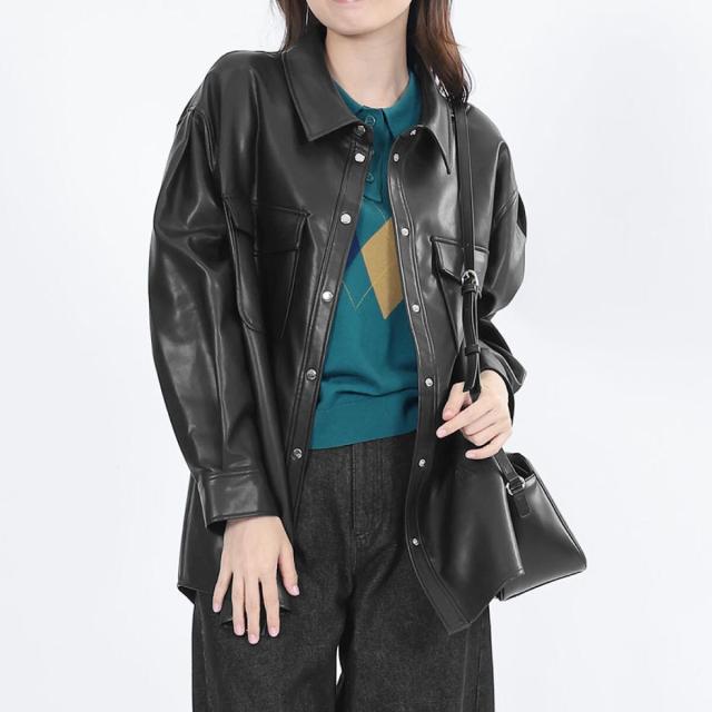 マリークワント（MARY QUANT）/フェイクレザーシャツ ジャケット