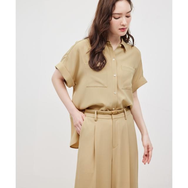 ロペ（ROPE’）/【新色追加】トリアセバックサテンフラップシャツ/セットアップ対応【メディア掲載】