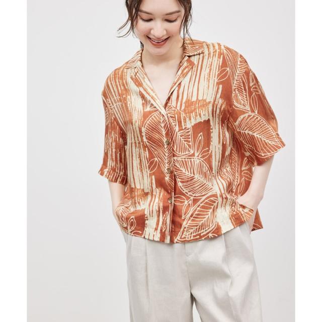 ロペ（ROPE’）/【IPEKER】ニュアンスボタニカル開襟シャツ