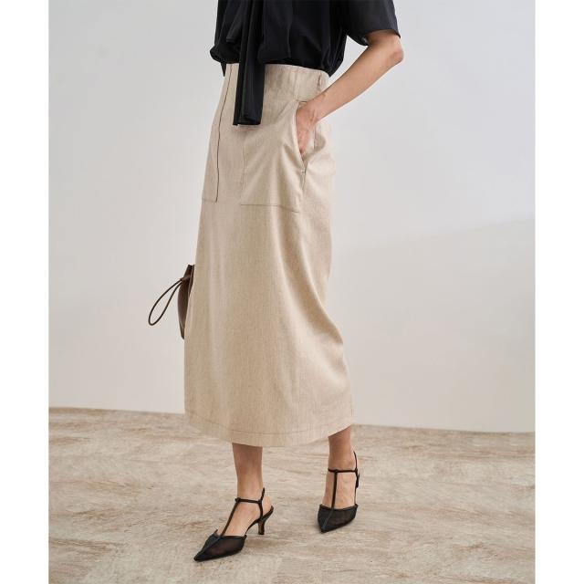 ロペ（ROPE’）/【洗える】サテンリネン ポケット付きタイトスカート【34サイズ/J’aDoRe・店舗限定】/25SS
