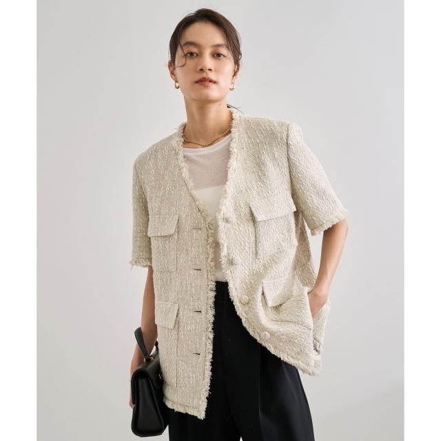 ロペ（ROPE’）/サマーツイードハーフスリーブジャケット