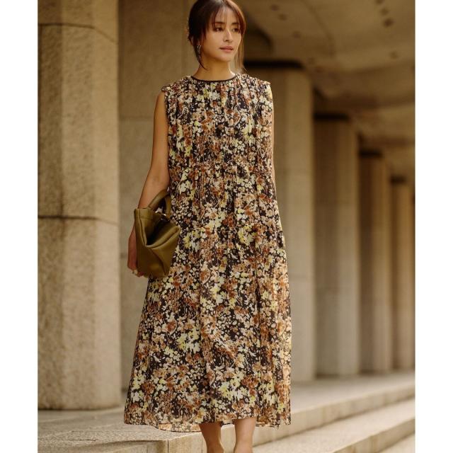 ロペ（ROPE’）/フェイディドフラワープリント・無地ドレス/洗える