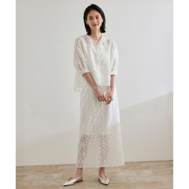 ロペ（ROPE’）/【洗える】【WEB・一部店舗限定】フラワージャガードスカート/セットアップ対応