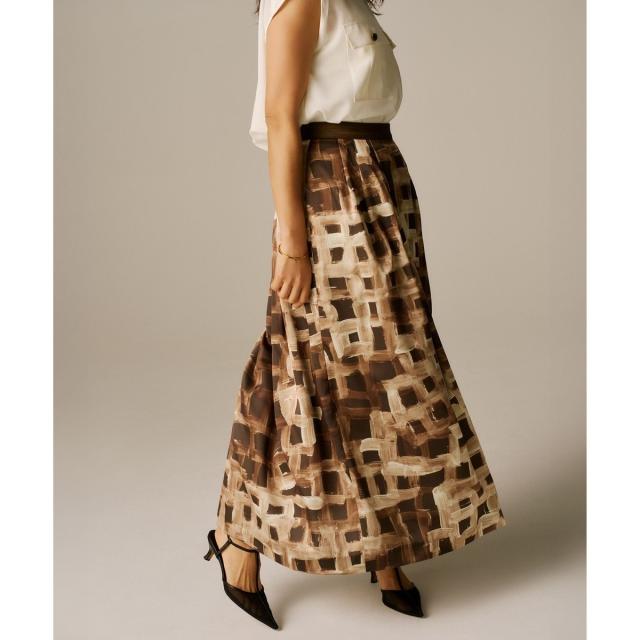 ロペ（ROPE’）/スクエア ジオメトリックプリントスカート/イージーケア