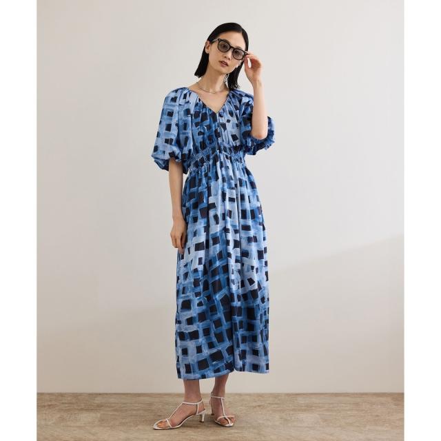 ロペ（ROPE’）/スクエア ジオメトリックプリントワンピース/洗える