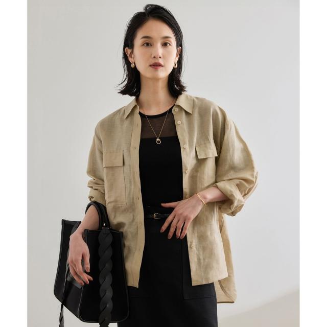 ロペ（ROPE’）/ブライトリネン フラップシャツブラウス/洗える