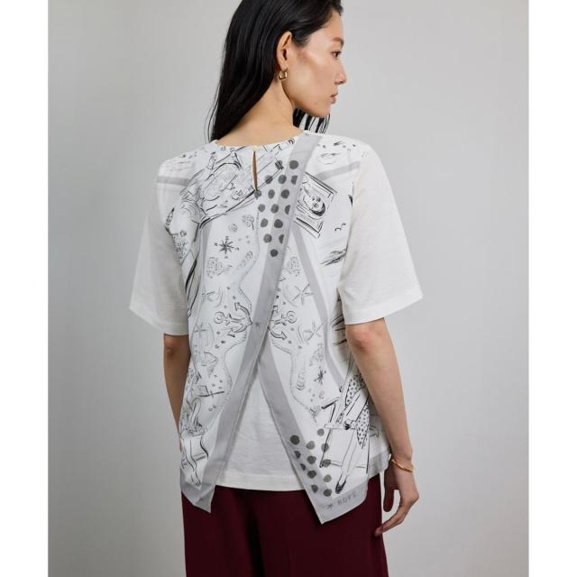 ロペ（ROPE’）/【洗える】【YUKO SAEKI for ROPE’・コラボ】スカーフ柄プリント Aラインカットソー