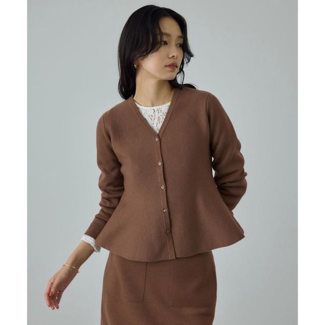 ロペ（ROPE’）/ウール混ニットペプラムカーディガン/イージーケア・セットアップ対応