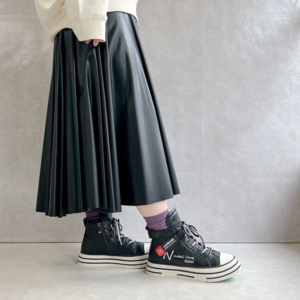 ヌーベルヴォーグ リラックス（NOUBEL VOUG Relax）/【25秋冬新作】【人気商品】厚底 ジップアップ ラベル スニーカー