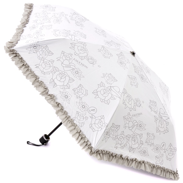 フォション（FAUCHON）/フォション　折りたたみ日傘（傘袋付き）モノトーン　ange（アンジュ）　【FAUCHON】