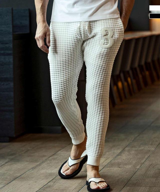 ウノピゥウノウグァーレトレ リラックス（1PIU1UGUALE3 RELAX）/1PIU1UGUALE3 RELAX 3ロゴワッフルロングパンツ