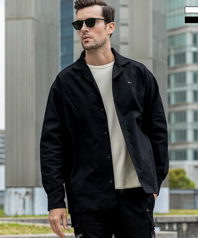 ウノピゥウノウグァーレトレ リラックス（1PIU1UGUALE3 RELAX）/1PIU1UGUALE3 RELAX バック刺繍ロゴワイドシャツ