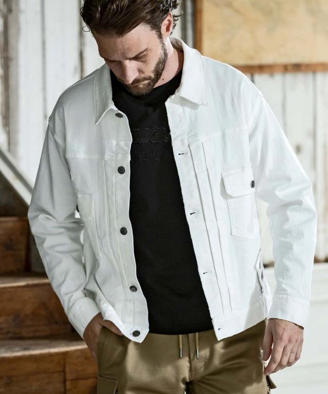 ウノピゥウノウグァーレトレ リラックス（1PIU1UGUALE3 RELAX）/1PIU1UGUALE3 RELAX サガラロゴアップリケデニムジャケット