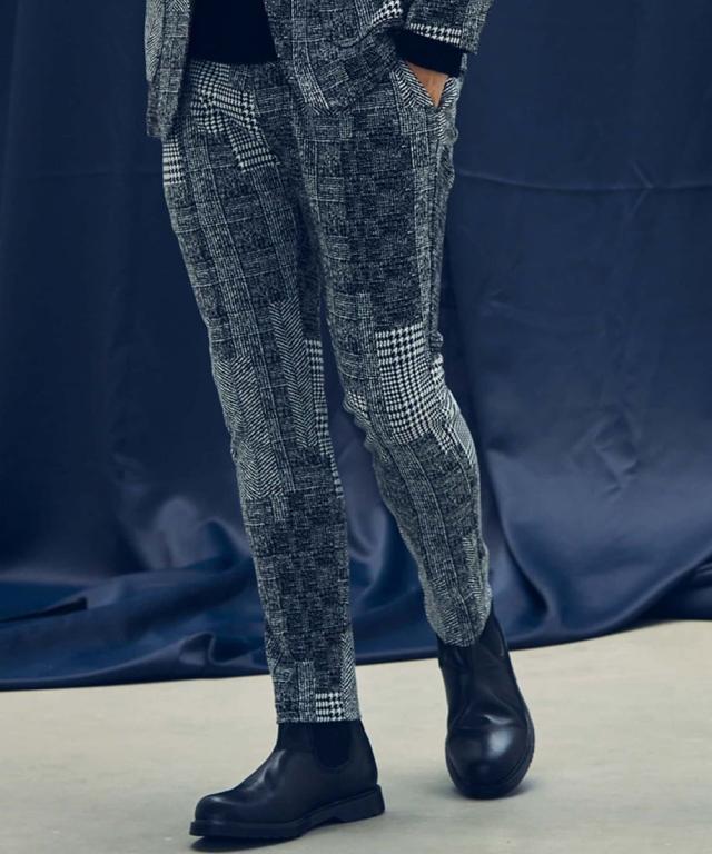 ウノピゥウノウグァーレトレ リラックス（1PIU1UGUALE3 RELAX）/1PIU1UGUALE3 RELAX ハウンドトゥースジャガードスラックス