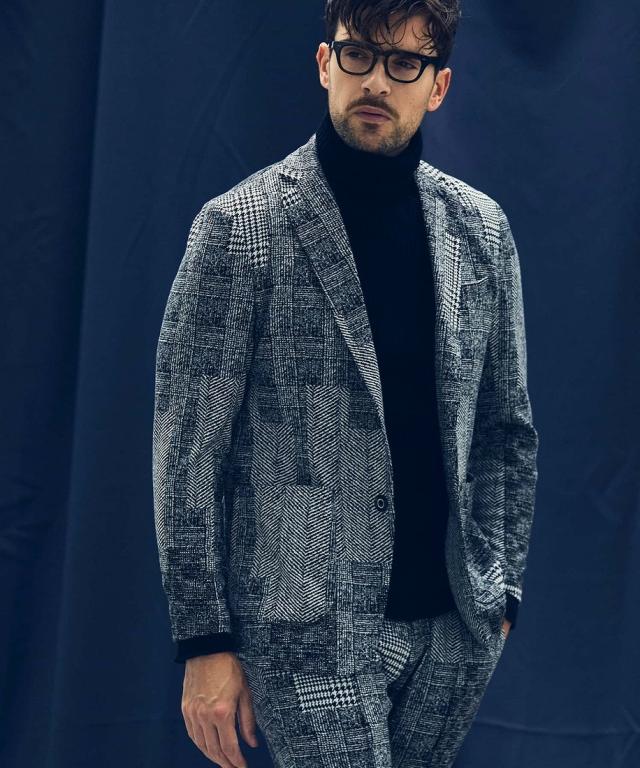 ウノピゥウノウグァーレトレ リラックス（1PIU1UGUALE3 RELAX）/1PIU1UGUALE3 RELAX ハウンドトゥースジャガードジャケット