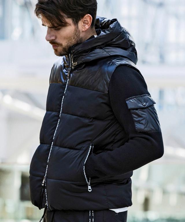 ウノピゥウノウグァーレトレ リラックス（1PIU1UGUALE3 RELAX）/1PIU1UGUALE3 RELAX ニットスリーブ中綿ジャケット