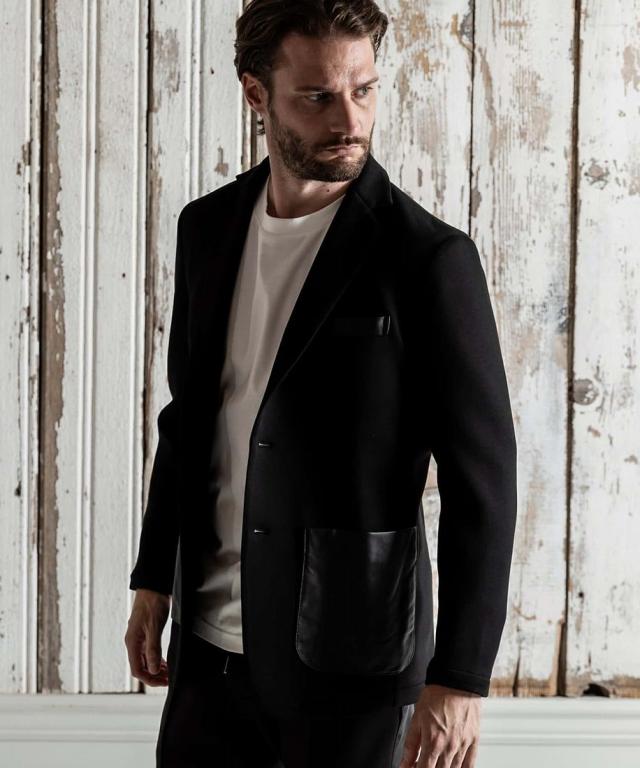 ウノピゥウノウグァーレトレ リラックス（1PIU1UGUALE3 RELAX）/1PIU1UGUALE3 RELAX レザーラインポンチジャケット