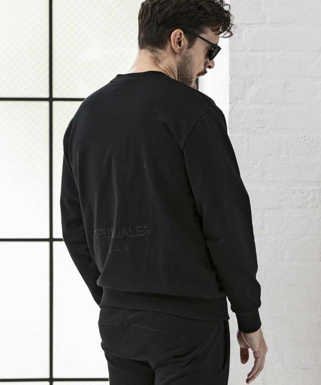 ウノピゥウノウグァーレトレ リラックス（1PIU1UGUALE3 RELAX）/1PIU1UGUALE3 RELAX ラインストーンロゴクルーネック