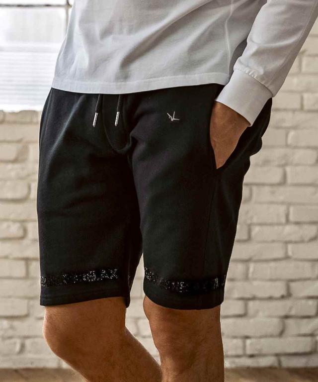 ウノピゥウノウグァーレトレ リラックス（1PIU1UGUALE3 RELAX）/1PIU1UGUALE3 RELAX ラインストーンヘムロゴスウェットショーツ