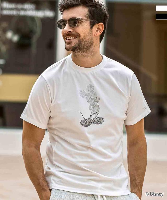 ウノピゥウノウグァーレトレ リラックス（1PIU1UGUALE3 RELAX）/1PIU1UGUALE3 RELAX ミッキーマウス グラデーションラインストーン半袖…