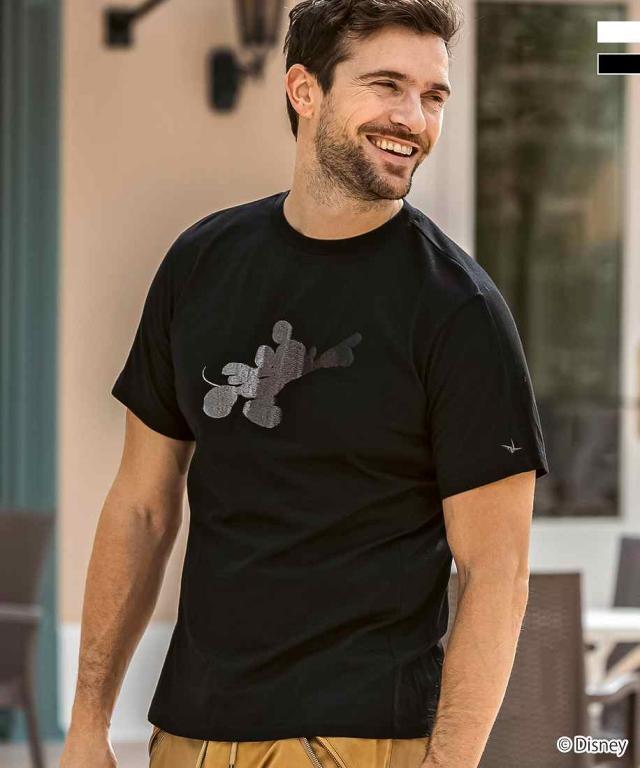 ウノピゥウノウグァーレトレ リラックス（1PIU1UGUALE3 RELAX）/1PIU1UGUALE3 RELAX ミッキーマウス グラデーション刺繍半袖Tシャツ